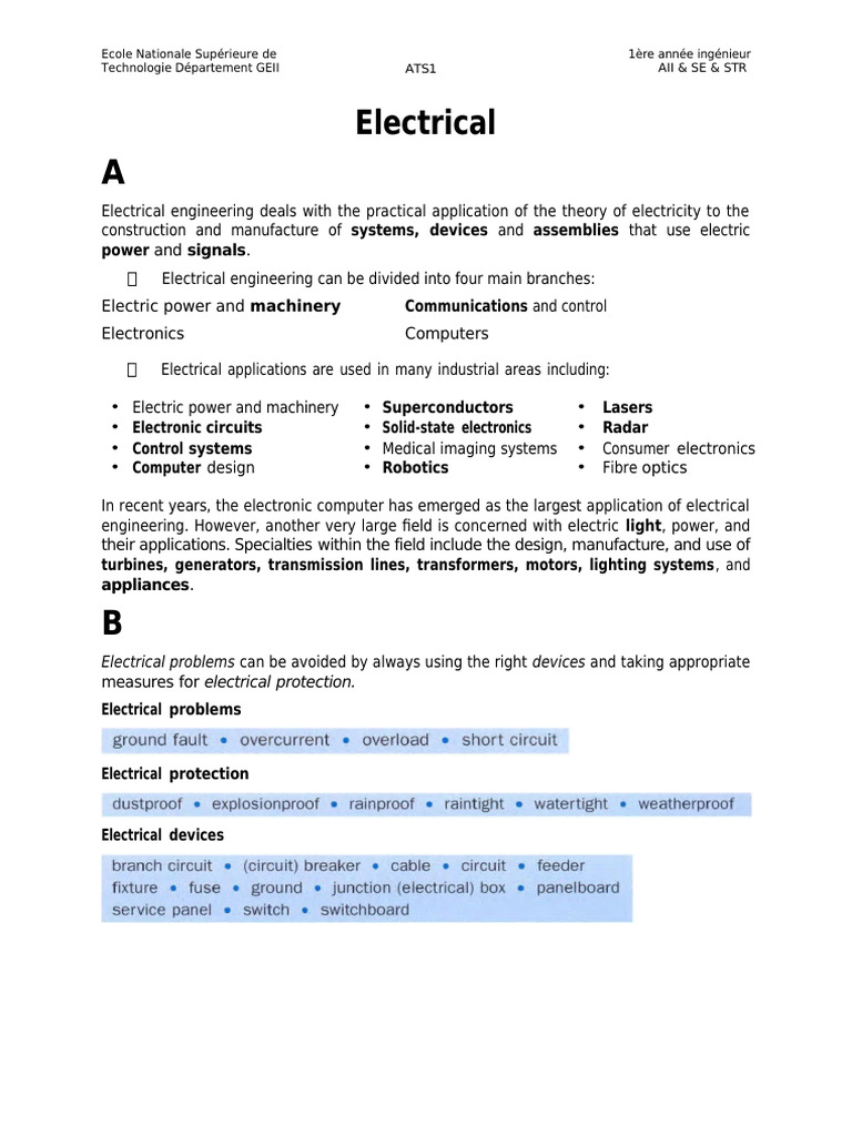 Electrical Vocabulary | PDF | Electric Power Transmission | Mains ...