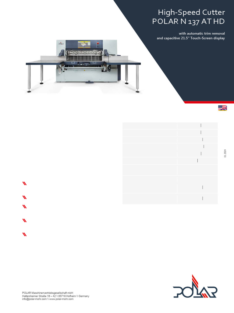 POLAR N 137 High-Speed Cutter Overview | PDF | Touchscreen | Elevator