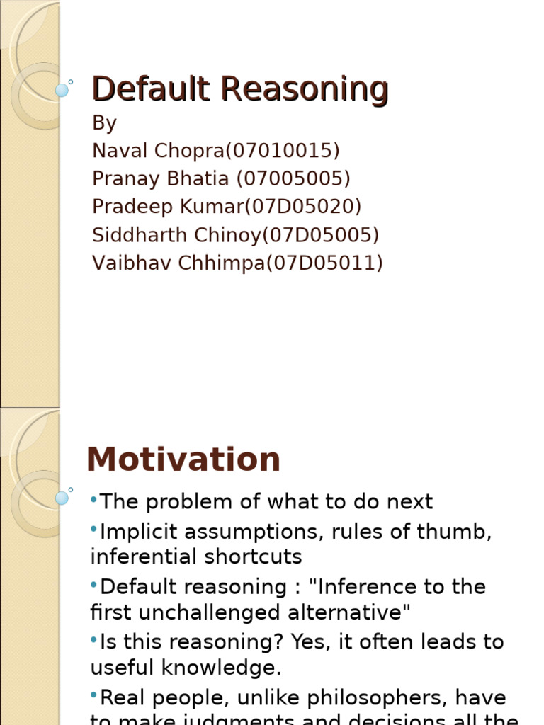 Understanding Default Reasoning | PDF | Logic | Mathematical Logic