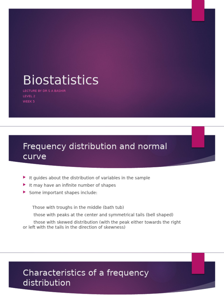Biostatistics Week 5 | PDF | Skewness | Mode (Statistics)