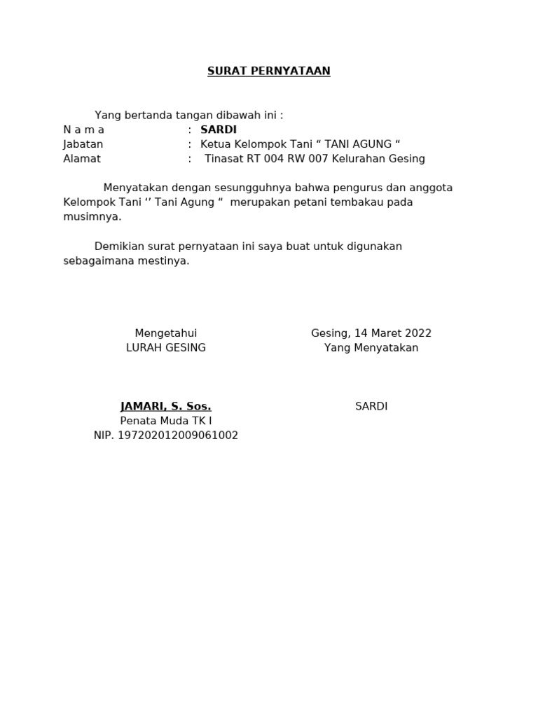 Surat Pernyataan New | PDF