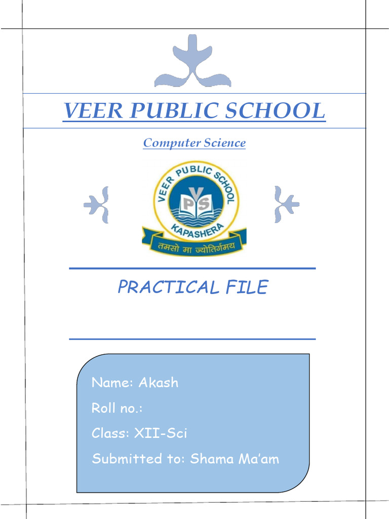 Veer Public School: Practical File | PDF