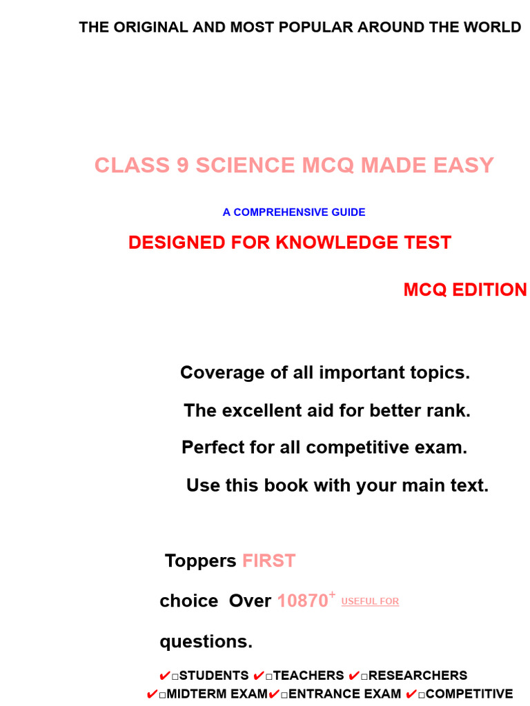 Class 9 Science MCQ Made Easy A Comprehe | PDF | Liquids | Gases