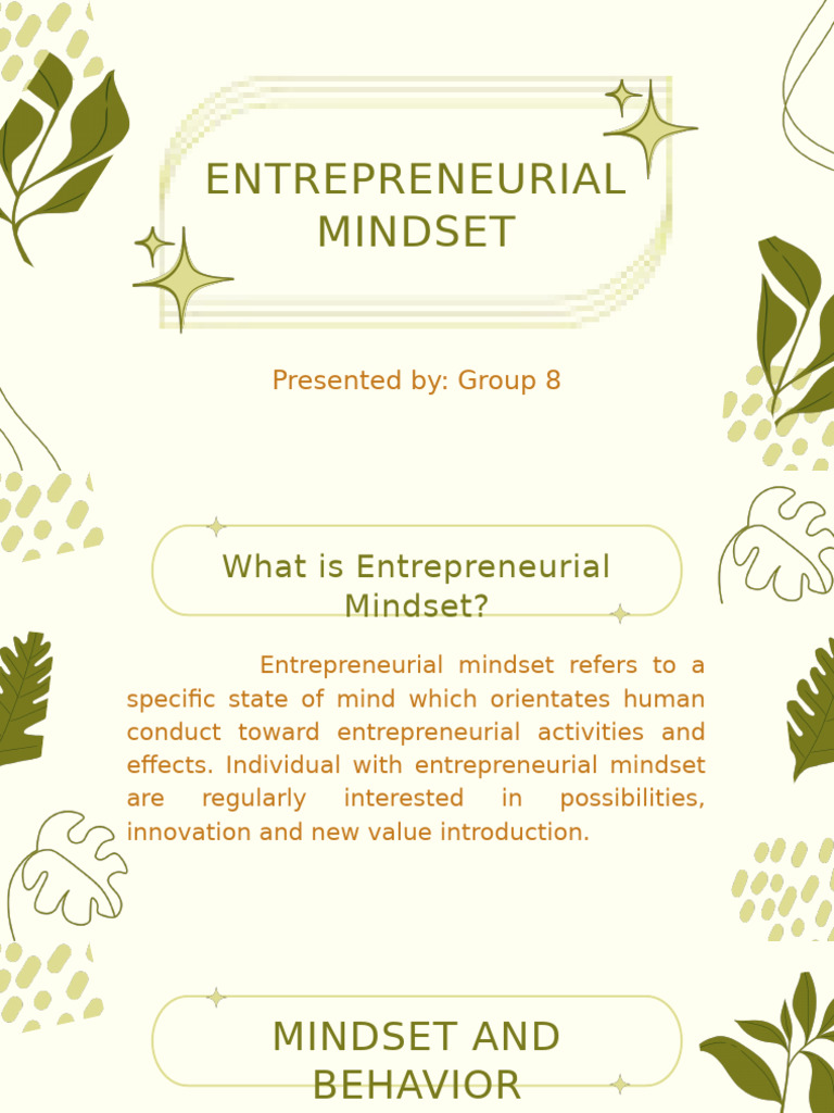 Entrep Management Report G 8 2 | PDF | Entrepreneurship | Mindset