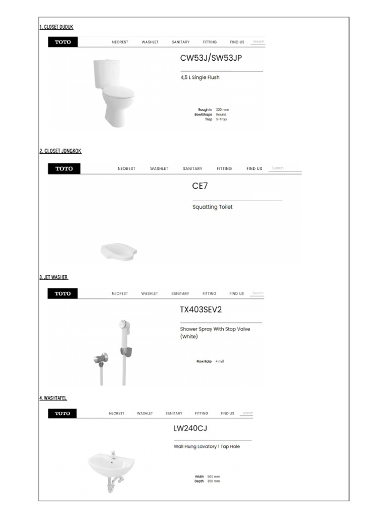 Sanitary TOTO Set | PDF