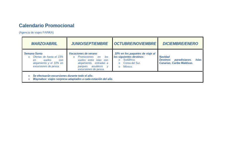 Calendario Promocional | PDF