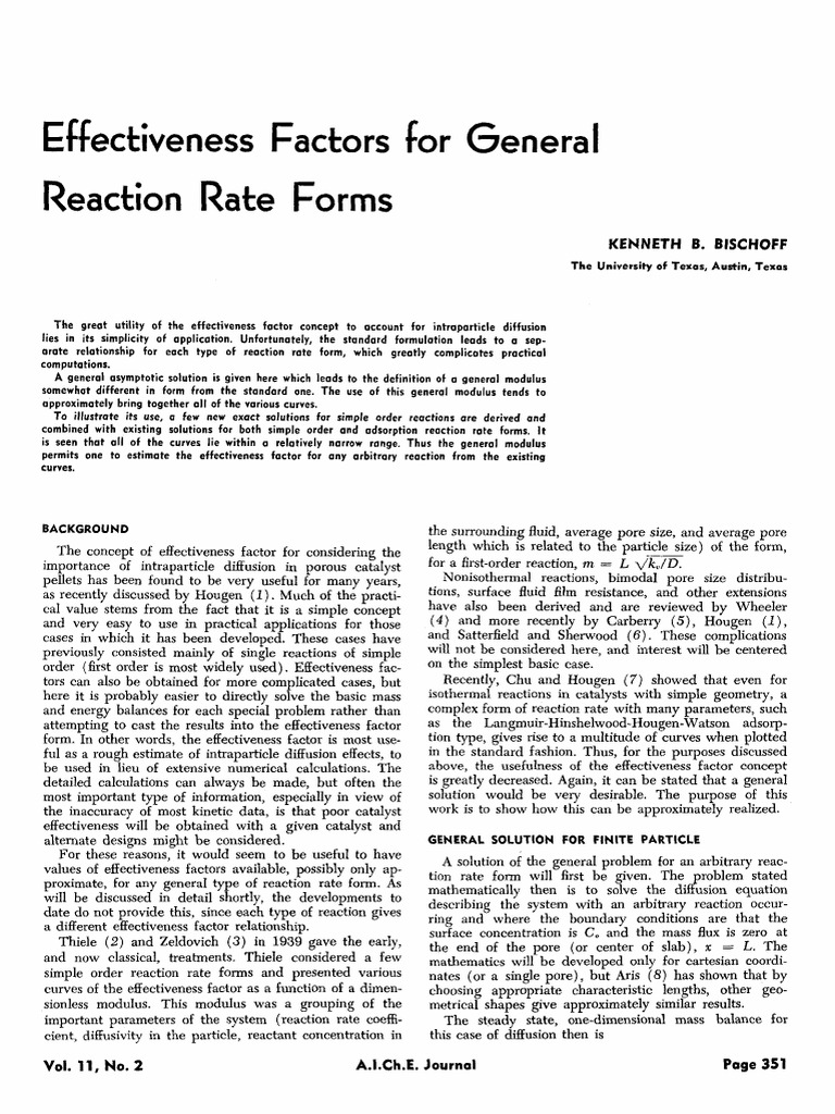 1965 - K. B. Bischoff - Effectiveness Factors For General Reaction Rate ...