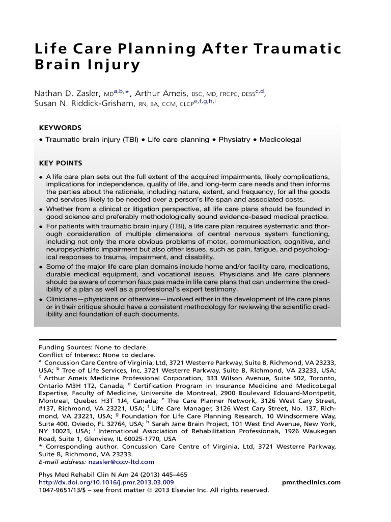 Life Care Planning After Traumatic Brain | PDF | Traumatic Brain Injury | Expert Witness