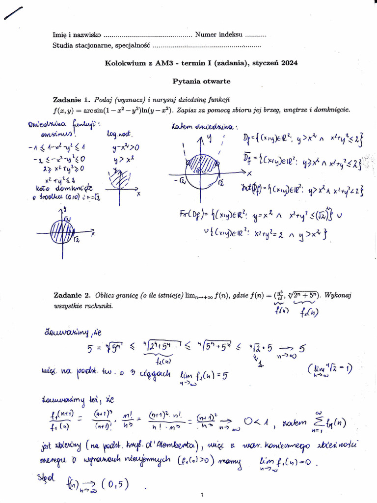 AM3 Kol1 2024 Rozwiazania | PDF