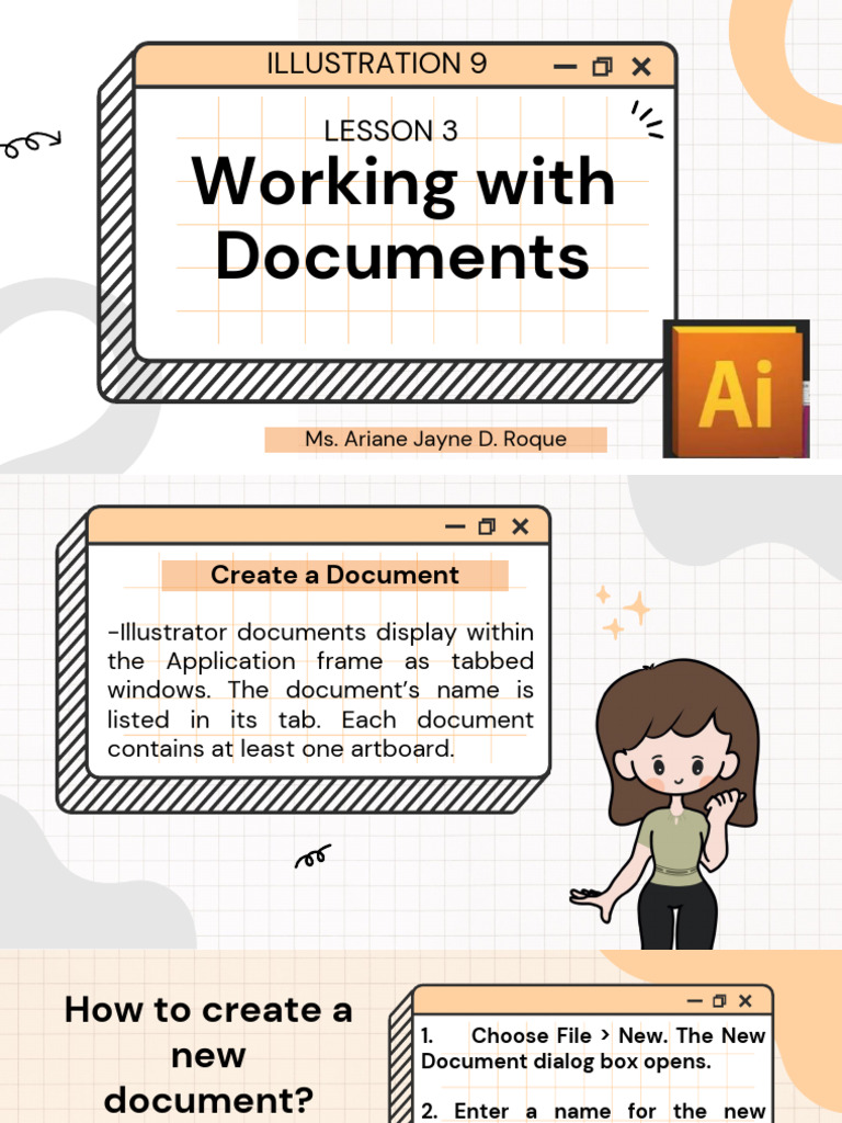 Lesson 2.3 Working With Documents | PDF | Adobe Illustrator | Computer File