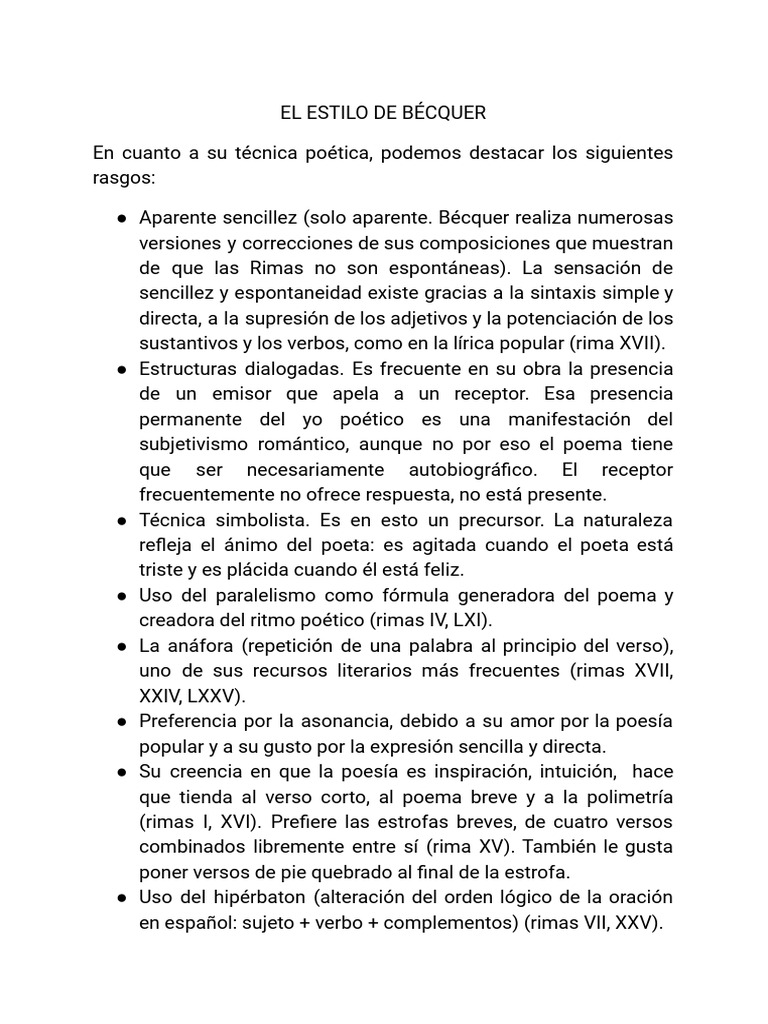 El Estilo de Bécquer | PDF