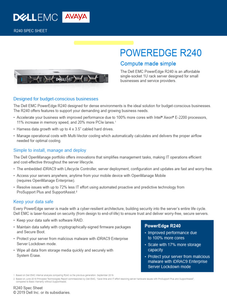 Asp 110 Dell R240 Server Ipo Uc | PDF | Dell | Solid State Drive