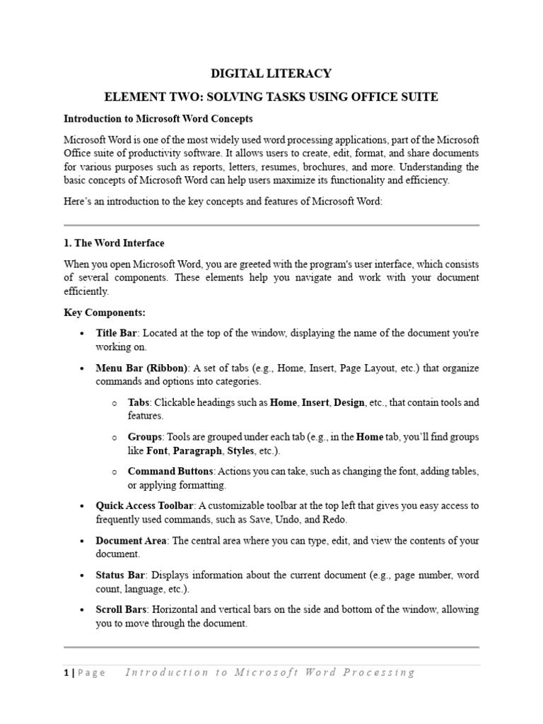 Element Two - Solving Tasks Using Office Suite | PDF | Microsoft Word ... Element Two - Solving Tasks Using Office Suite | PDF | Microsoft Word ...