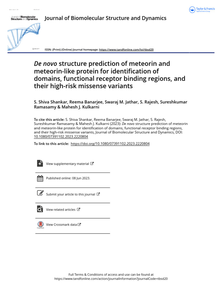 De Novo Structure Prediction of Meteorin and Meteorin-Like Protein For ...
