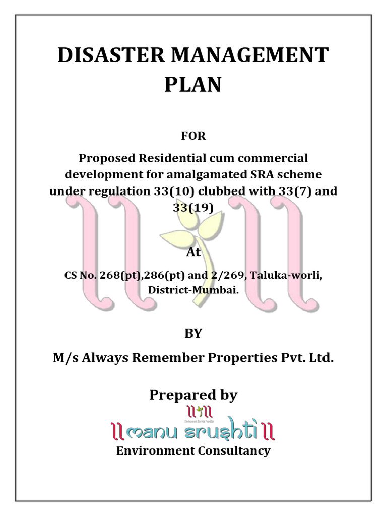 Disaster Management Plan Pdf Emergency Management Personal