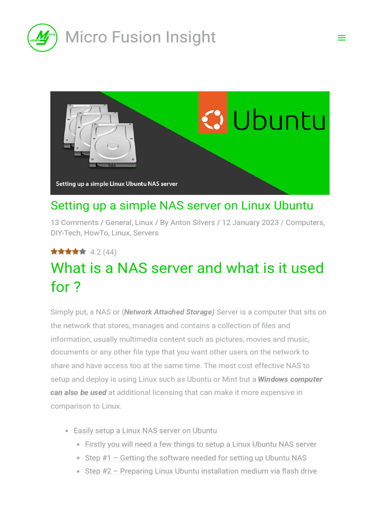 Setting Up A Simple NAS Server On Linux Ubuntu - Micro Fusion Insight | PDF | Usb Flash Drive ...