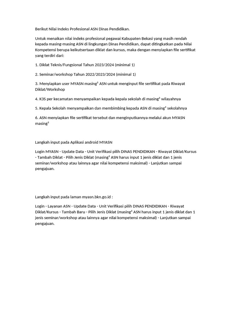 Berikut Nilai Indeks Profesional ASN Dinas Pendidikan | PDF