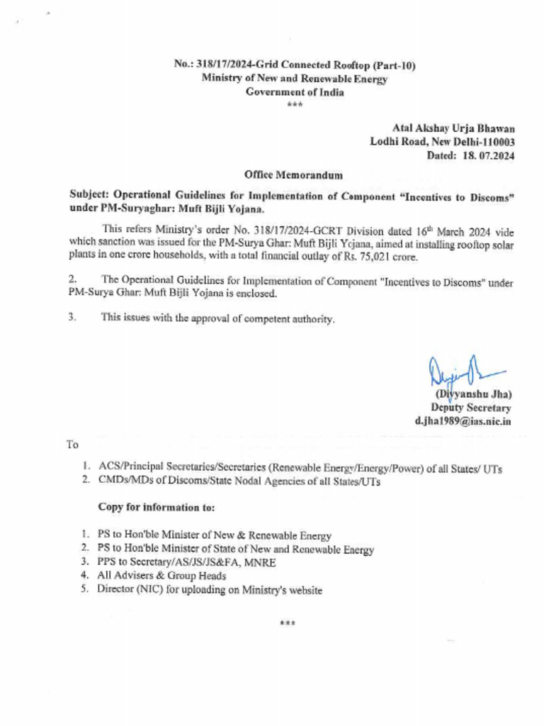 Operational Guidelines For Implementation of Component Incentives To ...