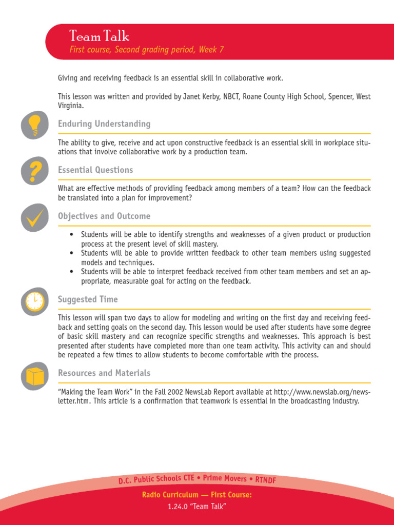 C1L15 Group Dynamics The Rubric and Critiquing Student Work | PDF ...