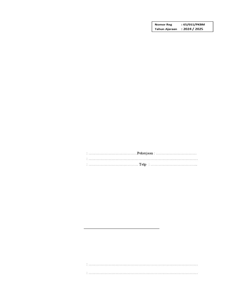 Formulir Pendaftaran Paket 2598 | PDF