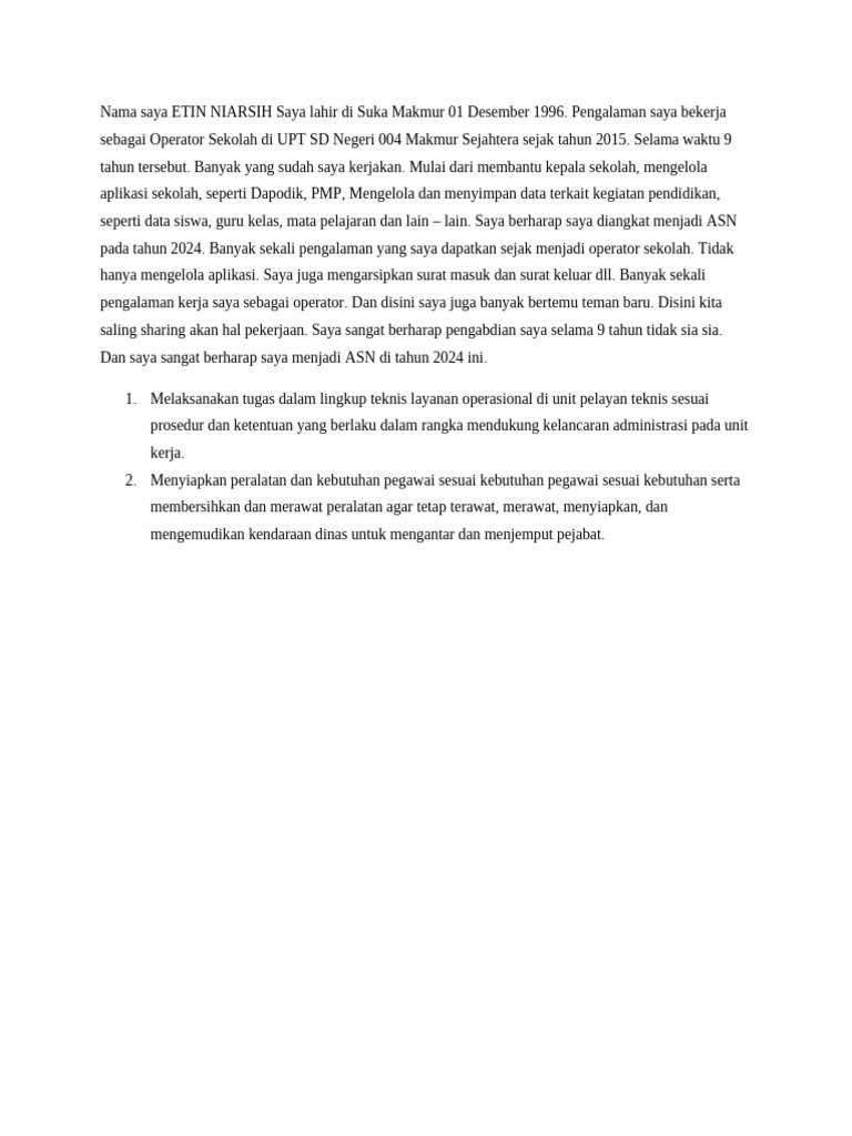 Deskripsi Pengalaman Kerja | PDF