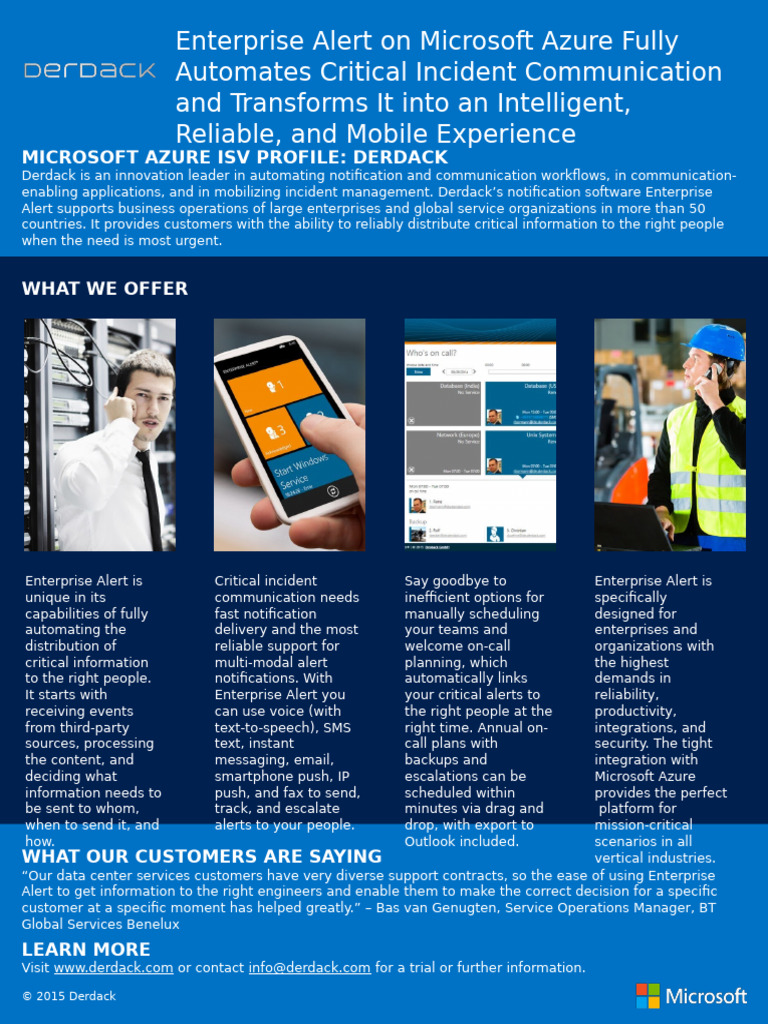 Microsoft Azure ISV Datasheet - Derdack | PDF | Cloud Computing | Microsoft Azure