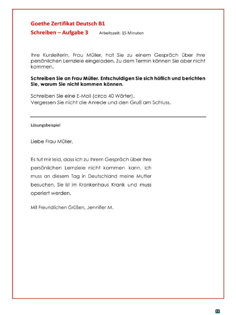 Schreiben Aufgabe 3 | PDF