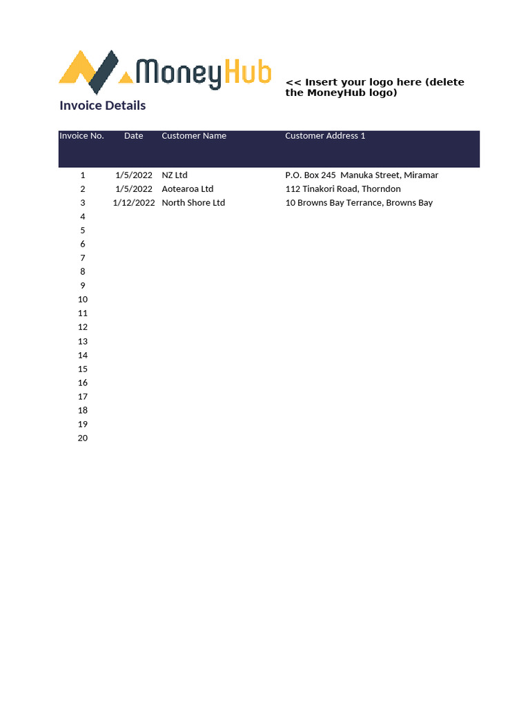 Moneyhub Invoice Template | PDF