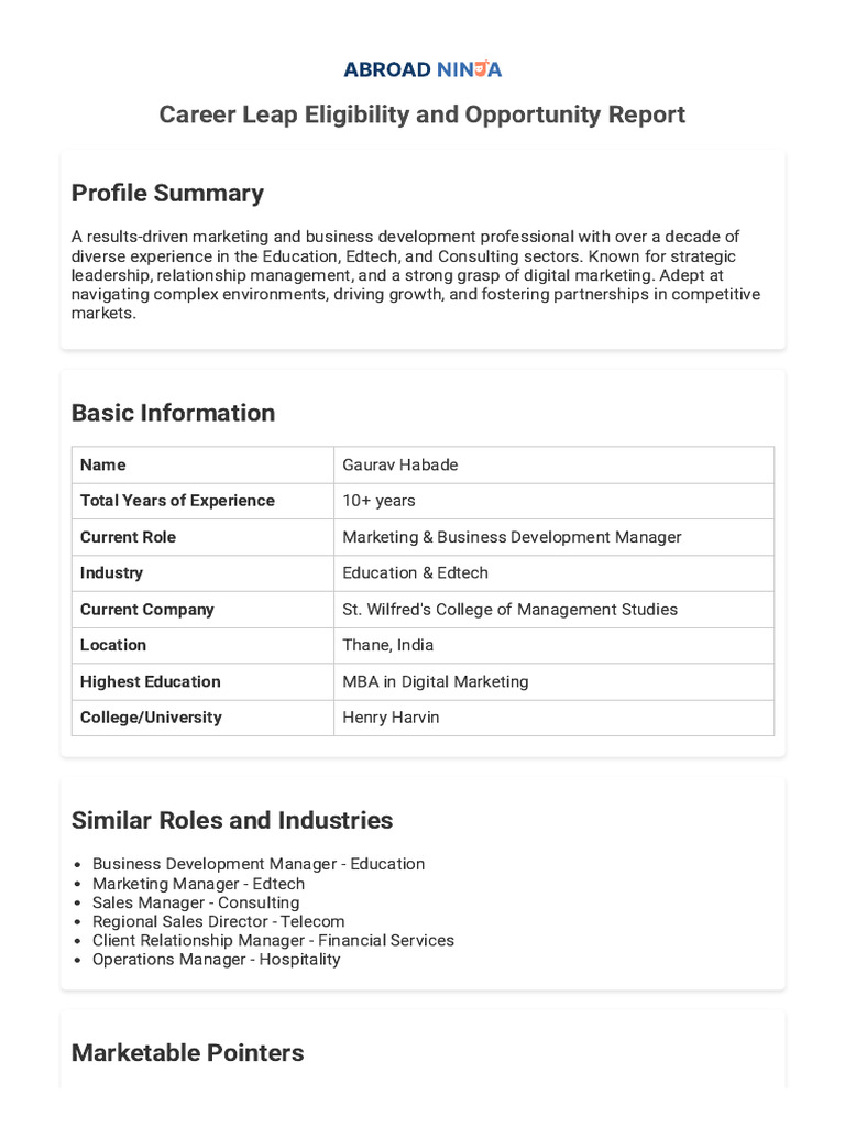 Career Leap Eligibility and Opportunity Report | PDF | Educational ...