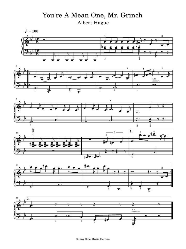 Youre A Mean One Mr. Grinch Albert Hague | PDF