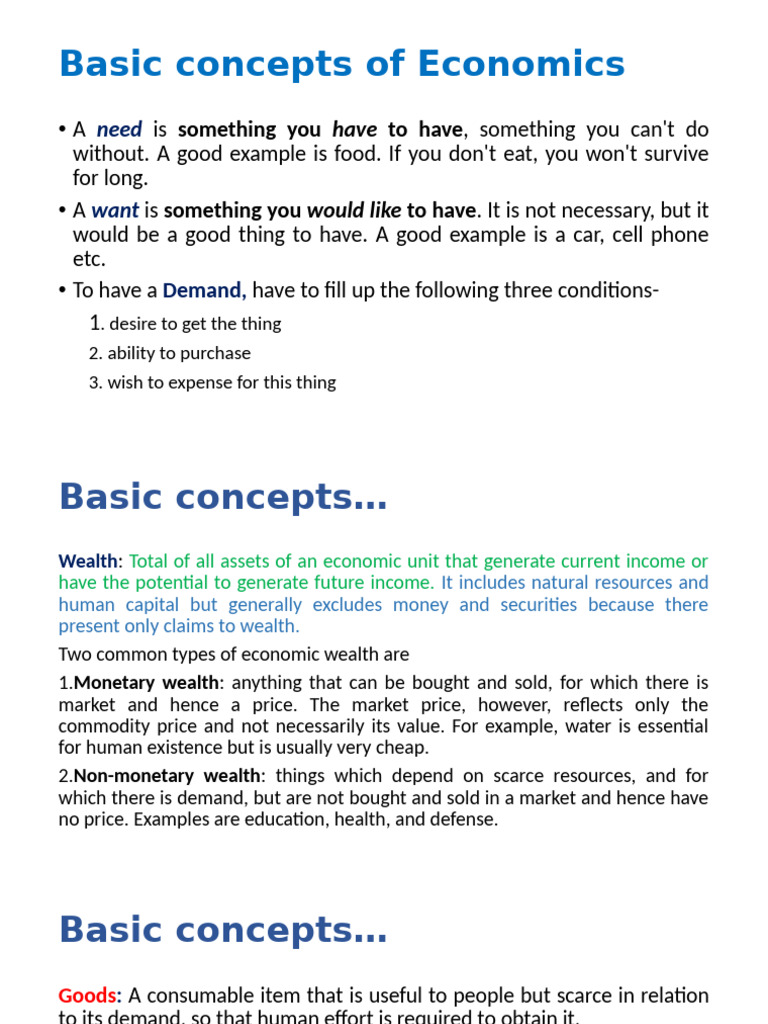 Basic Concepts | PDF | Wealth | Prices