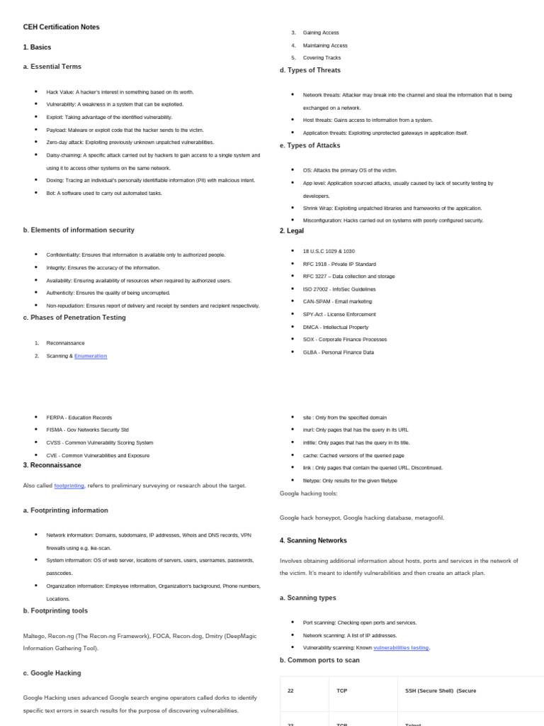 CEH Study Notes | PDF | Computer Virus | Malware