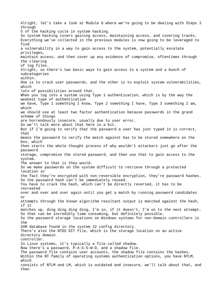 CEH 06 SystemHacking | PDF | Password | Computer Security