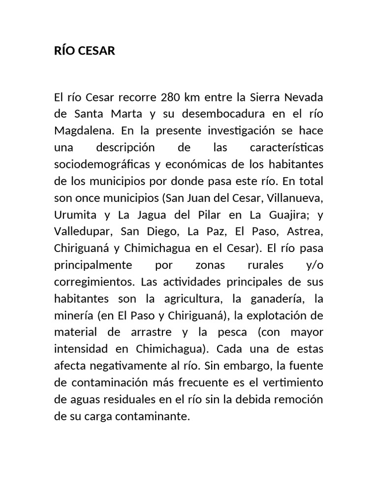 Características del río Cesar y su impacto | PDF
