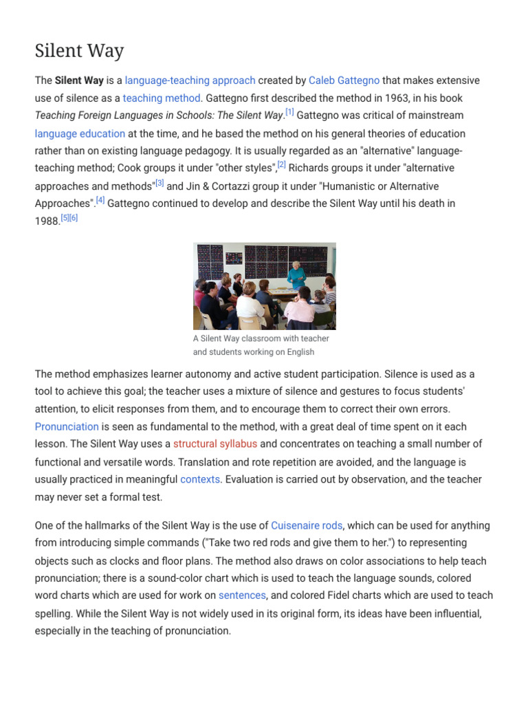 Silent Way Language Teaching Method | PDF | Human Communication | Cognition