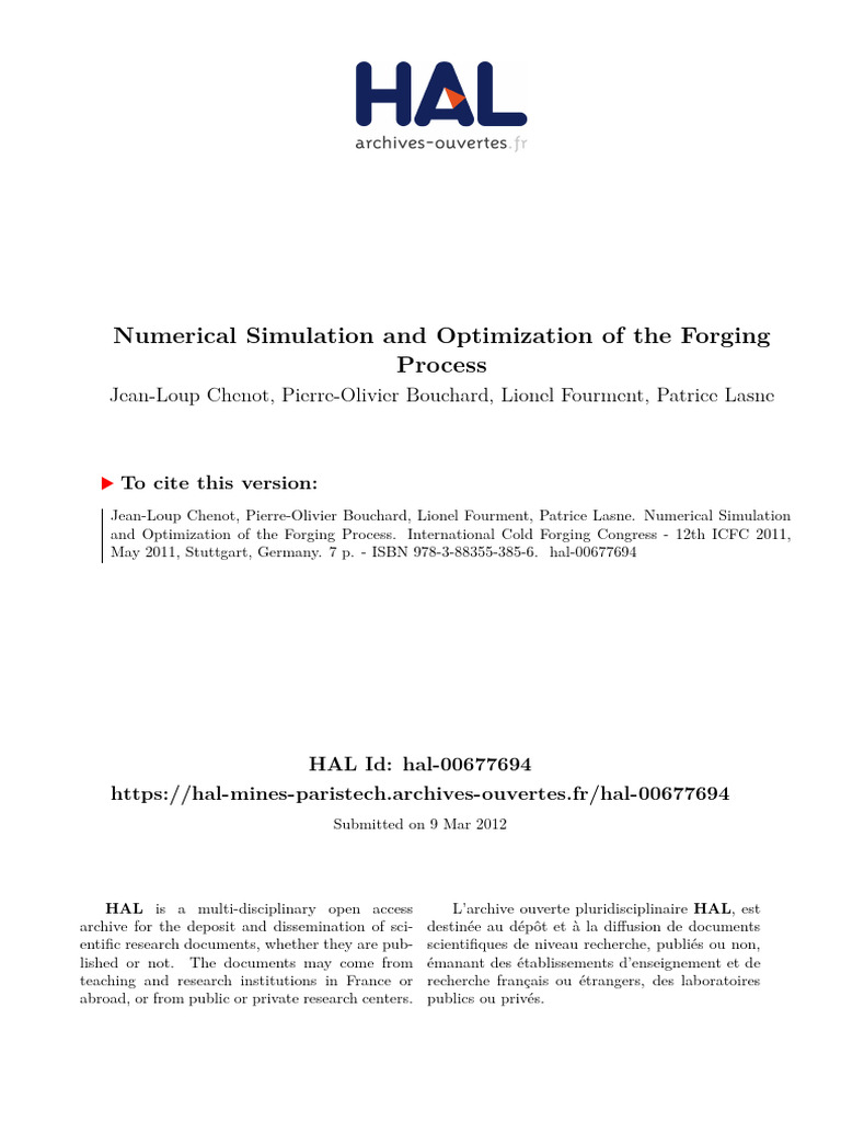 Forging Process Simulation and Optimization | PDF | Finite Element Method | Mathematical ...