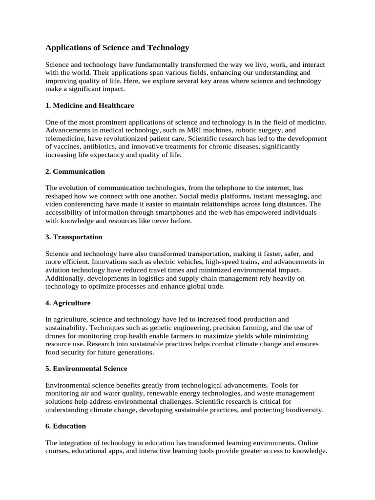 Applications of Science and Technology | PDF | Science | Agriculture