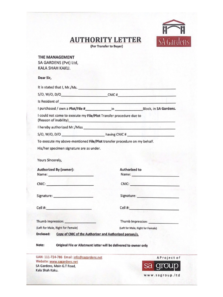 AUTHORITY LETTEr | PDF