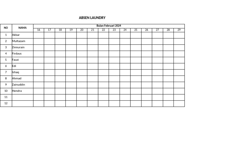 Absen Laundry | PDF