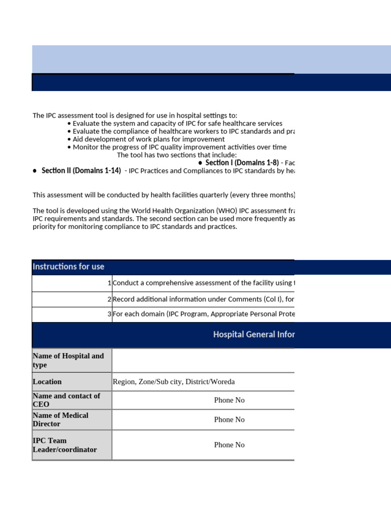 IPC - FLAT - Audit Tool For Hospitals - 2023 - MOH | PDF | Hygiene ...