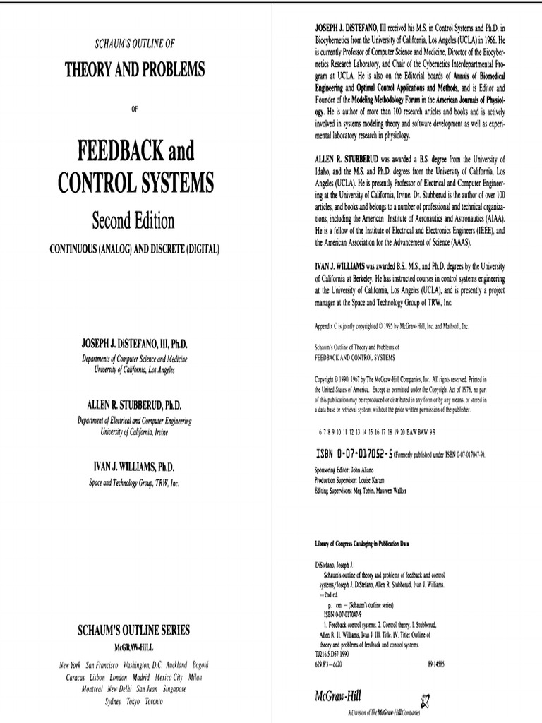 Feedback and Control System DiStefano Schaum Ch01-09 | PDF