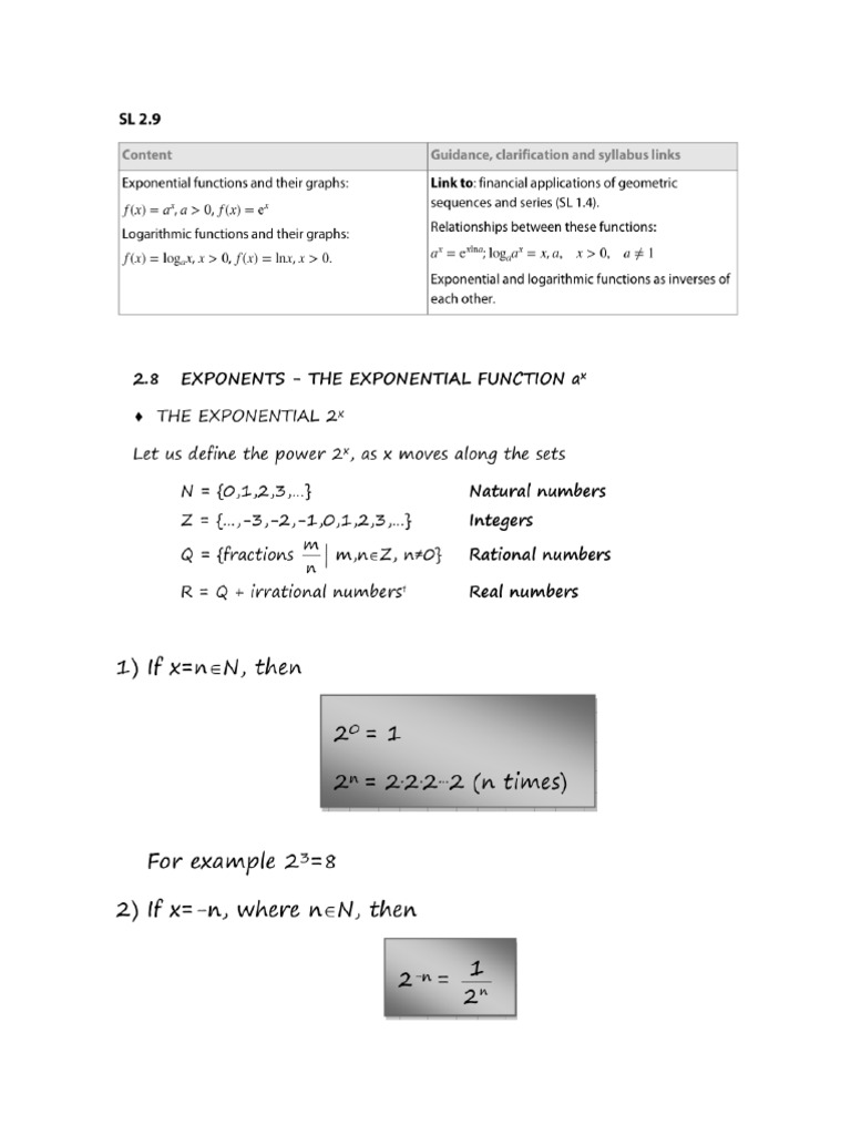 Exponential and Log Function | PDF