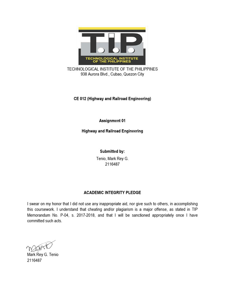 Tenio, Mark Rey G. CE012-CE31S13 Assignment 1 Module 1 | PDF | Public Transport | Transport
