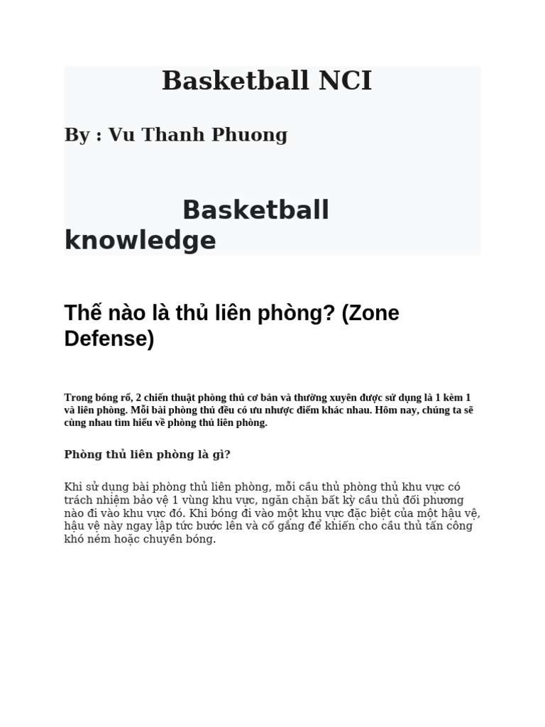 Basketball NCI (Basketball Knowledge) | PDF