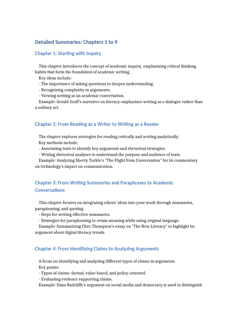 Detailed Summaries Ch1 Ch9 | PDF | Essays | Logos