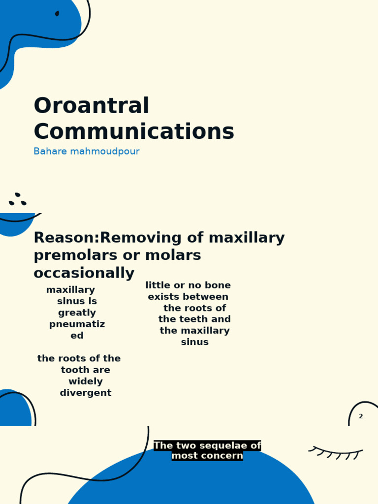 Oroantral Communications | PDF | Medical Specialties | Clinical Medicine