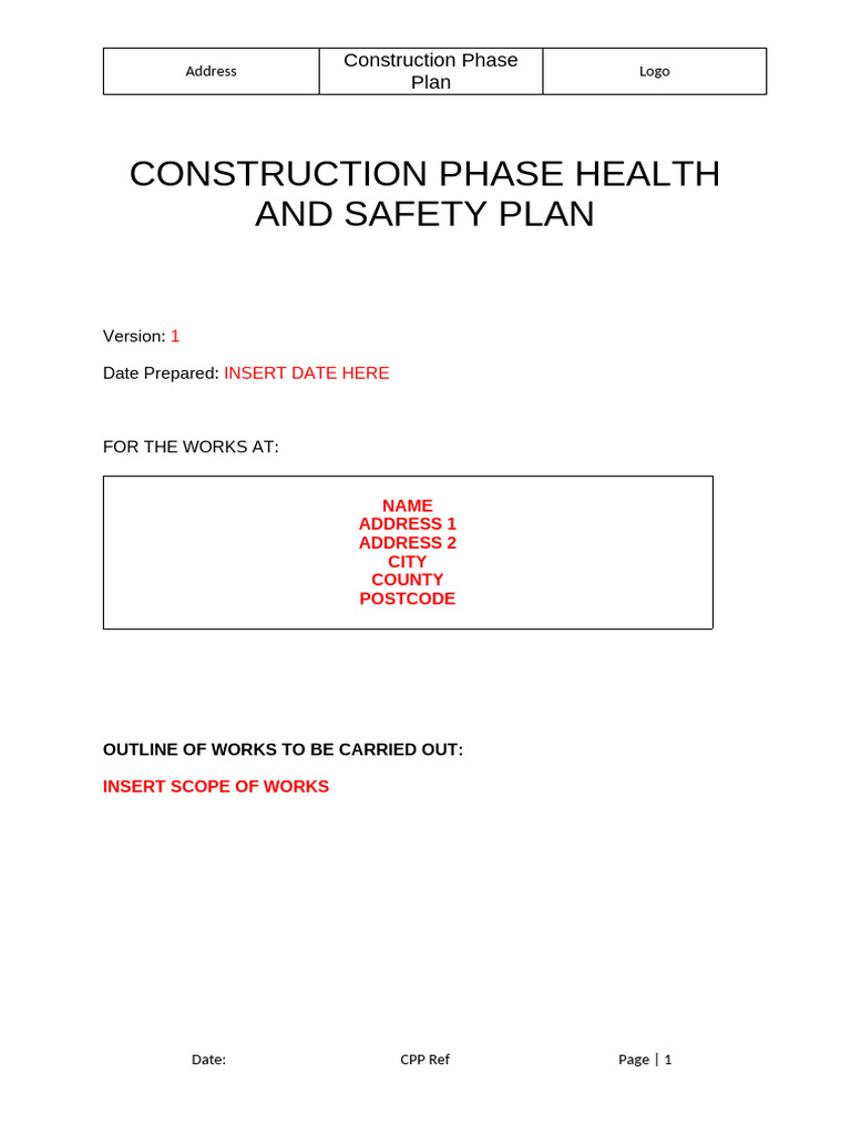 Construction Phase Plan Commercial Build V2 | PDF | Waste | Scaffolding