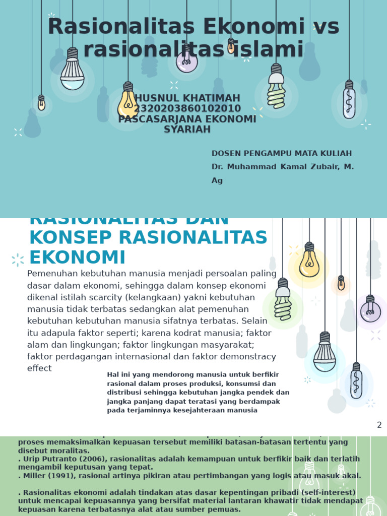 Rasionalitas Ekonomi Vs Rasionalitas Islami - Husnul Khatimah - Teori ...