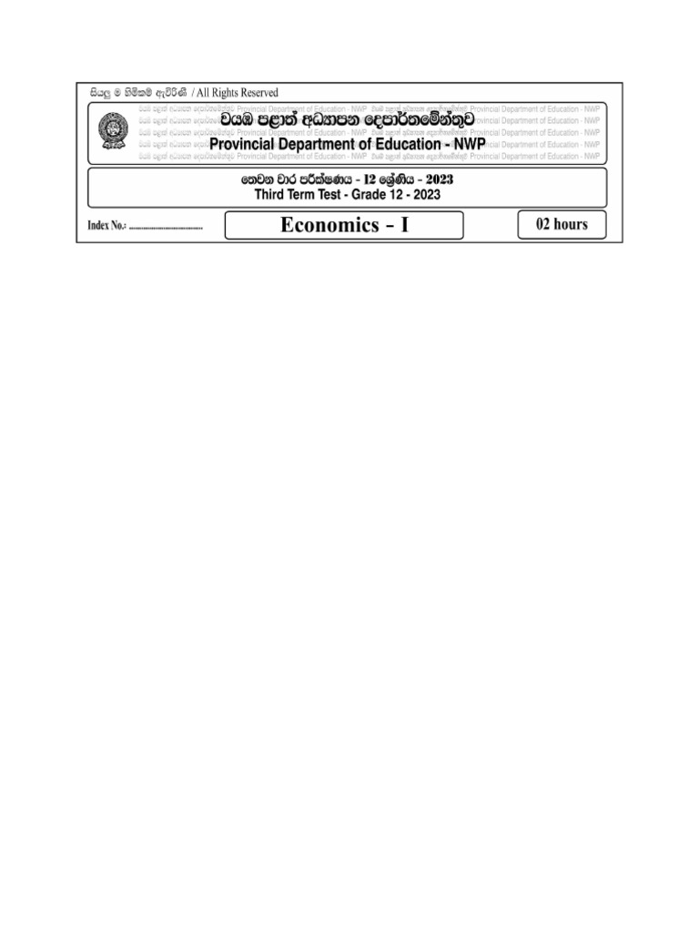 Grade 12 Economics 3rd Term Test Papers | PDF | Cost Of Living | Demand