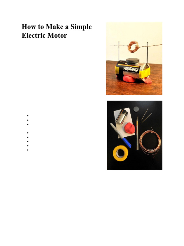 How To Make A Simple Electric Motor | PDF | Magnetic Field | Wire